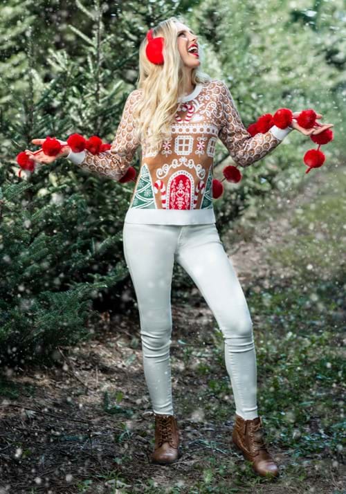 Gingerbread House Ugly Christmas Sweater for Women | Christmas Sweaters