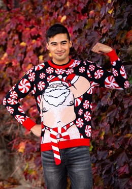 Ugly Christmas Sweater Santa Candy Cane