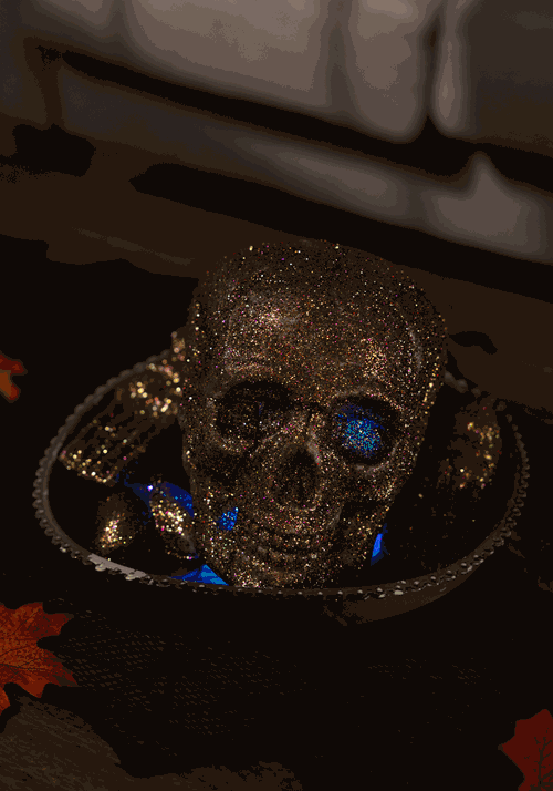 Light Up Gold Glitter Skull and Bones on a Plate Prop | Skeleton ...